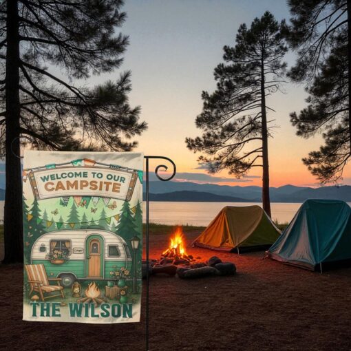 Personalized Campsite Flag, Custom Welcome Sign for Campers - Flagtify